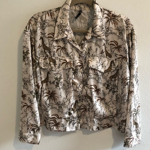 Zara | Tops | Zara Trf Collection Satin Safari Button Down Blouse ...